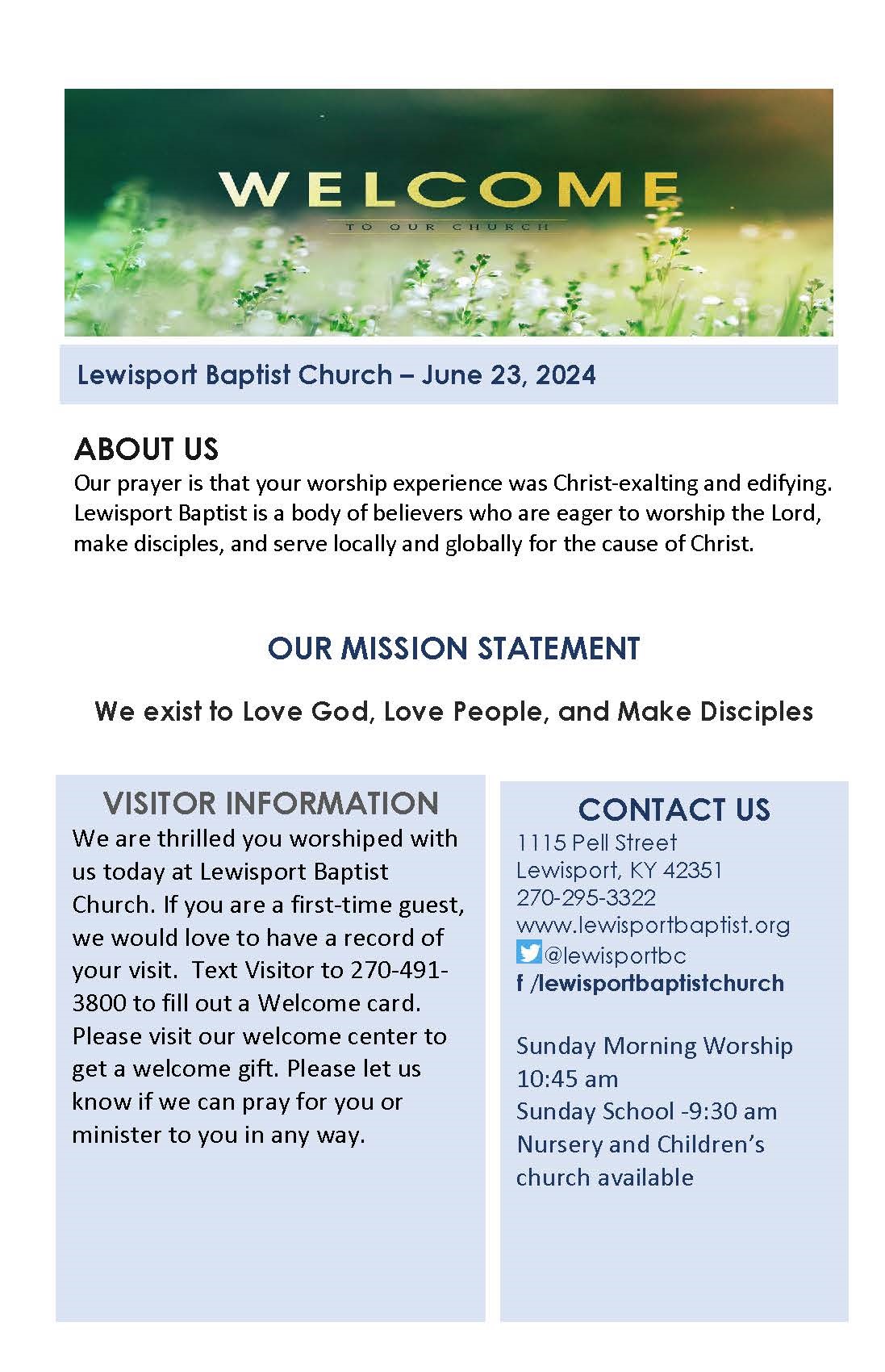 Bulletin - Lewisport Baptist Church